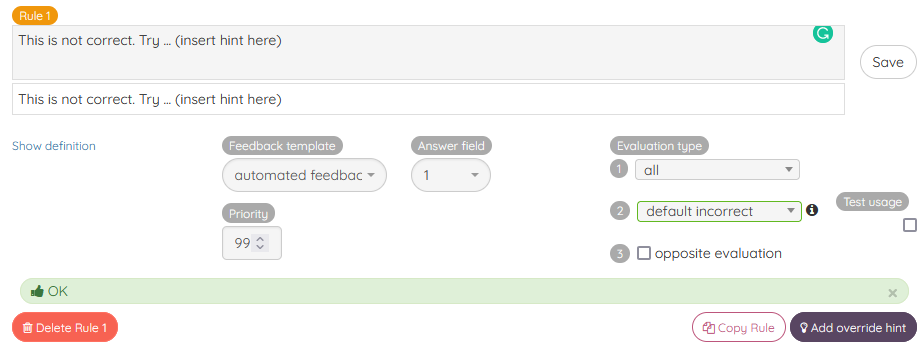 Evaluation type: default incorrect – Sowiso Knowledge base