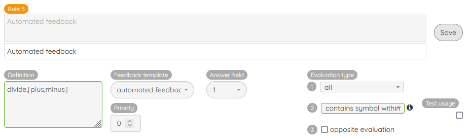 Evaluation type: contains symbol within – Sowiso Knowledge base