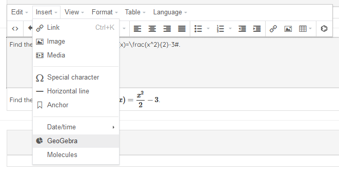 Using Geogebra applets in text – Sowiso Knowledge base