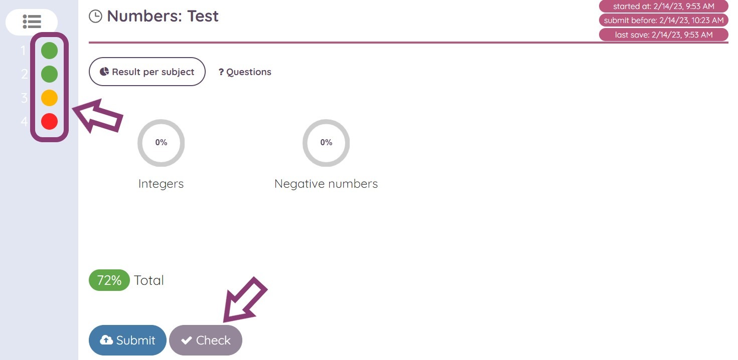 Let students check their whole test or the individual questions in a ...