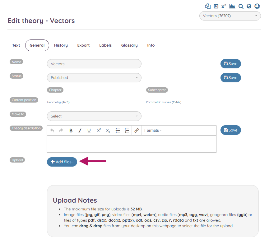 Theory page: Add images and documents – Sowiso Knowledge base
