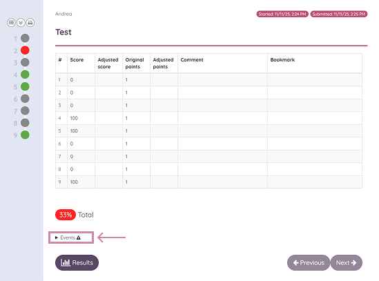 How to see all activities of one student during a test (Events ...